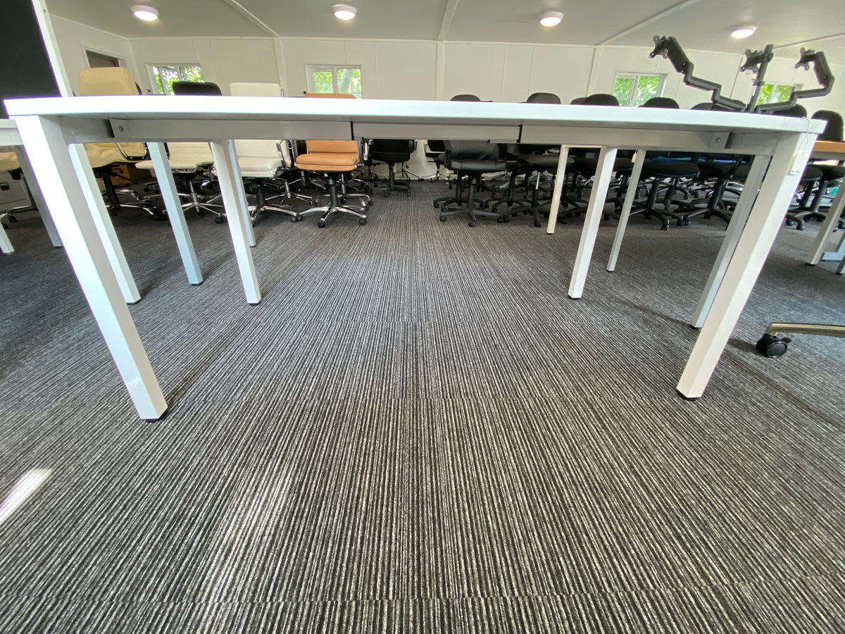 Evolve Plus Single Bench Desk 160x80cm White Wood Tops with White Fram ...